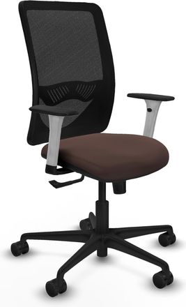 Piqueras y Crespo Brauner Schreibtischstuhl Zulema mit wei&szlig;en und schwarzen Armlehnen, h&ouml;henverstellbare Lendenwirbelst&uuml;tze, ausgestattet mit Sincro 3-Positionen und Sc