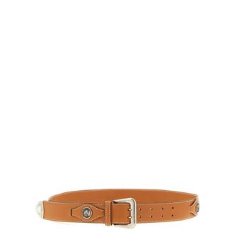 Ermanno Scervino Lederg&uuml;rtel mit Metallm&uuml;nz-Applikation - - Accessories - Damen - Braun - 85 CM