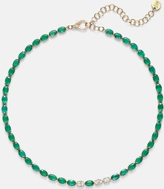 Shay Jewelry Halskette aus 18kt Gelbgold (750/1000) mit Diamanten und Smaragden