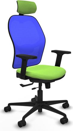 Piqueras y Crespo Ergonomischer Computerstuhl mit 2D-Armen, h&ouml;henverstellbare Lendenwirbelst&uuml;tze und Kopfteil, h&ouml;henverstellbar und neigbar, Blau/Pistazie
