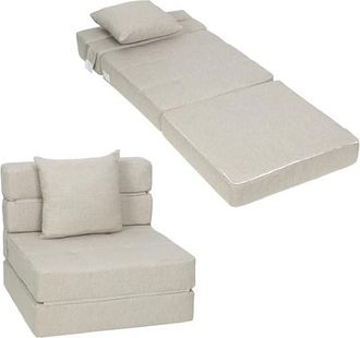 HOMCOM Fauteuil Convertible 1 Place Fauteuil lit chauffeuse 1 Place - Coussin d&eacute;houssable Inclus - Chaise de Sol pour invit&eacute;s, Salon, Charge 120 kg, Beige