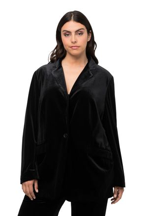 Ulla Popken Damen Samt Blazer, schwarz, 50