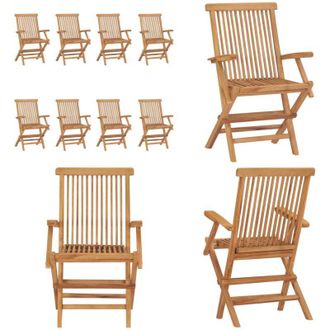 vidaXL Klappbare Gartenst&uuml;hle 8 Stk. Massivholz Teak - Gartenst&uuml;hle - Teakholzm&ouml;bel - Outdoorm&ouml;bel - Balkonm&ouml;bel - Esszimmerst&uuml;hle - Home & Living