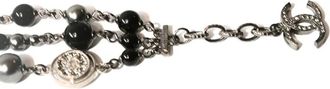 Chanel Perlenarmband mit Logo-Anh&auml;nger - Silber