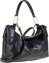 Pierre Cardin Sac &agrave; bandouli&egrave;re pour femme en cuir v&eacute;ritable Made in Italy 39 x 23 x 12 cm 55091, Noir, Taille unique