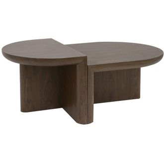 Vente-Unique Table basse placage noyer - Naturel fonc&eacute; - VARAJA