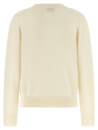 Ganni Intarsia Logo and Bear Graphic Sweater - Cream