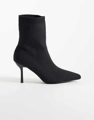 Public Desire Voha - Socken-Stiefeletten in Schwarz mit Stiletto-Absatz