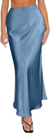 Generic Figurine N Roll Satin avec tour de taille Jupe en tricot Noir, bleu clair, XS