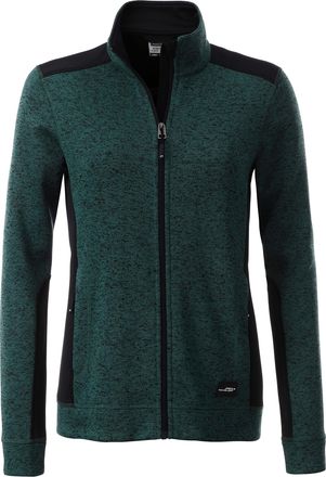 James & Nicholson Damen Knitted Workwear Fleece Jacke, Grün (Dark-Green-Melange/Black), 48 (Herstellergröße: 4XL)