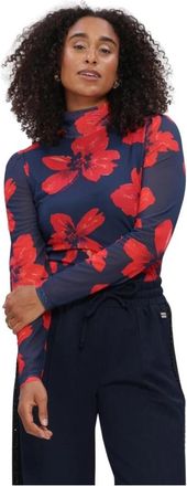 Pom Amsterdam Romi Mesh Bloom Rollkragenpullover - - Tops - Damen - Blau - XS