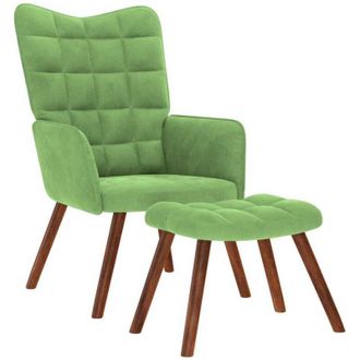 vidaXL Relaxsessel mit Hocker Hellgr&uuml;n Samt - Vidaxl