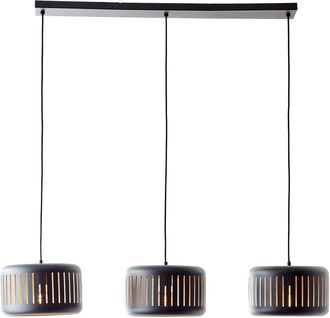 Brilliant Lampe Tyas Pendelleuchte 3flg schwarz/gold Metall/Holz schwarz 3x A60, E27, 60 w - Brilliant