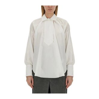 Patou Femme, Blouses et Chemises, Blanc, Taille: 38 FR Chemise &agrave; plastron en popeline de coton