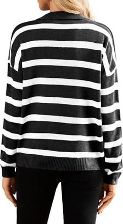 Generic Vestes surdimensionn&eacute;es pour femmes en laine avec rayures et col roul&eacute; pour lautomne et lhiver 2026, Noir, XL