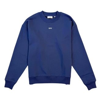 Off-white Homme, Sweatshirts et sweats &agrave; capuche, Bleu, Taille: L SweaT-shirt ras du cou