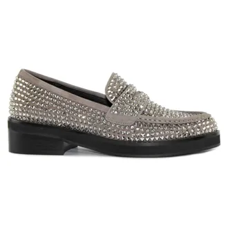 Bibi Lou Grauer Swarovski Wildleder Mokassin - - Shoes - Damen - Grau - 36 EU