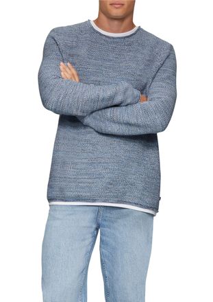 QS by s.Oliver Melierter Strickpullover mit Layering-Detail