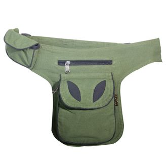 Kunst und Magie Goa Schulter-Bauchtasche Gürteltasche Hippie Psy, Farbe:Army Green/Schwarz