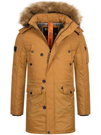 Indicode Herren Jarl Winterparka mit abnehmbarer Kunstfell-Kapuze und Stehkragen | warme dicke Winterjacke Rubber, XXL