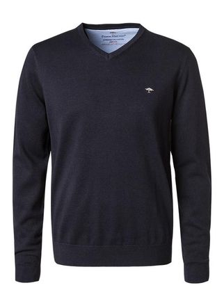 Fynch-Hatton Fynch-Hatton Herren Pullover blau Baumwolle unifarben