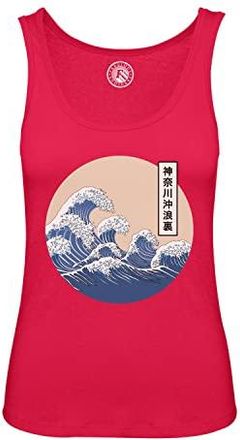 Fabulous Débardeur Femme Coton Rouge Hokusai Grandes Vagues Japon Asie Culture Mer