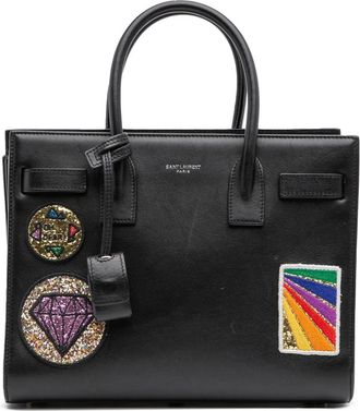 Saint Laurent Hobo Bags - Baby Leather Patch Embellished Sac De Jour Satchel - Gr. unisize - in Schwarz - f&uuml;r Damen