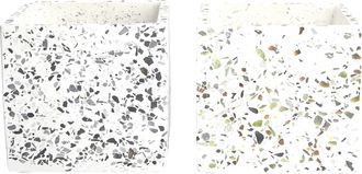 Gisela Graham Terrazzo Übertopf, quadratisch, Steinoptik, groß