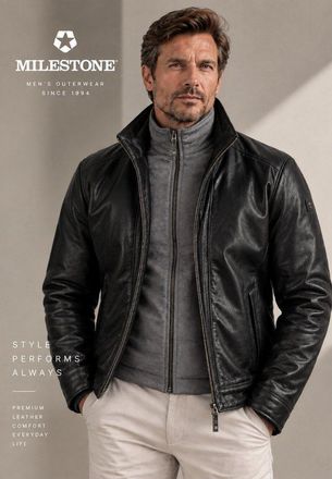Milestone Lederjacke MSBarney Lammleder 2-Tone Optik mit herausnehmbarem Windstopper