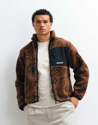 Santa Cruz veste polaire zipp&eacute;e &agrave; motif cachemire marron