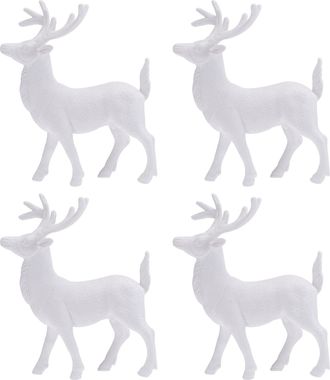 Amosfun weiße Weihnachten Rentier skulptur Hirsch Figur Statue Requisiten Home Office Decor Weihnachten tischdekoration 4 stücke 14 cm