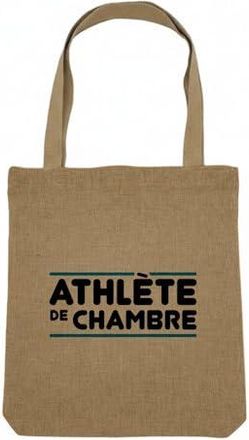 Fabulous Sac Shopping Tote Bag Aspect Lin - Athl&egrave;te de Chambre Sport Humour - Sac de Courses Toile Epaisse 360g Beige Naturel Cabas Port&eacute; Epaule Solide Imprim&eacute;