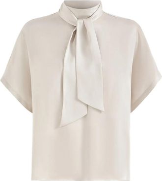 Brunello Cucinelli Silk Satin High-neck T-shirt With Monili