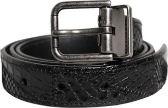 Dolce & Gabbana Homme, Accessoires, Noir, Taille: ONE Size Magnifique ceinture &agrave; boucle logo en m&eacute;tal et cuir exotique