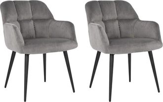 Pascal Morabito Pascal Morabito - Lot de 2 chaises avec accoudoirs - Velours et métal - Gris - pega de