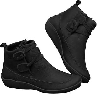 Generic Bottines pour femme - Coupe large - Imperméable - Style vintage - Soutien de la voûte plantaire - Semelle douce - Doublure - Style décontracté - Antid