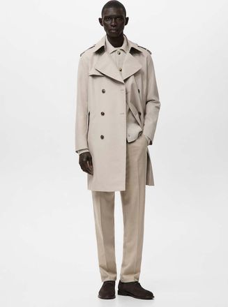 Mango Trench ceinturer&eacute;sistant &agrave; leau beige - Homme - XL - MANGO MAN