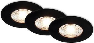 Briloner 3er Set LED Einbaustrahler 230V, LED Strahler Badezimmer IP44, Deckenstrahler, Spots, Deckenspots flach, Schwarz