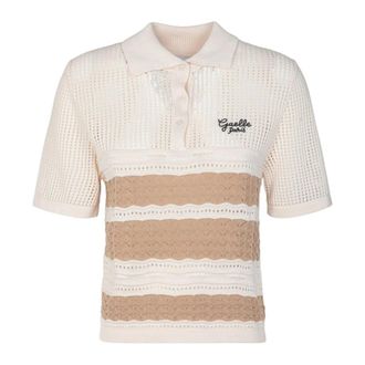 Ga&euml;lle Paris Striped Knit Polo - - Tops - Damen - Beige - L