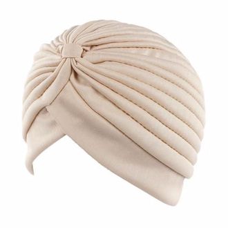 Generic Turban pliss&eacute; pr&eacute;-nou&eacute; torsad&eacute; pour femme - Bonnet africain uni - Extensible - Pour le sommeil, le cancer, la chimioth&eacute;rapie, la perte de cheveux, bei