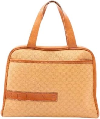 Celine Sac &agrave; main Pre-owned en toile enduite PVC et cuir avec logo Macadam gaufr&eacute; - Femme - Pre-owned - Beige - Taille: ONE Size