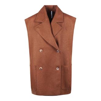 Liviana Conti Femme, Vestes, Beige, Taille: 36 FR Gilet en Cachemire à Double Boutonnage