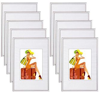 Woltu Lot de 10 Cadre Photo 20x30 cm avec Passe Partout, Cadre et Plaque en Plastique, Cadre Poster pour Décoration Murale ou sur Table, Suspendre Horizonta
