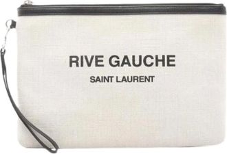 Saint Laurent unisex, Pre-owned, Beige, Taille: ONE Size Pochette en Toile Pre-owned