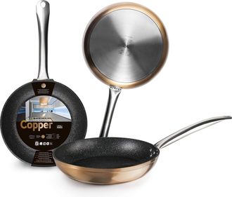 Ibili Pfanne Natura Copper, 16 cm, Aluminium, Anti-Haft-Beschichtung im Stein-Stil, geeignet für Induktion