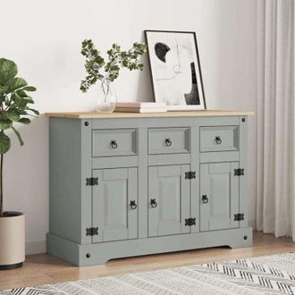 vidaXL Vidaxl - Buffet Corona gris 112x43x78 cm bois massif pin mexicain
