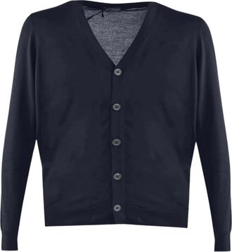 Drumohr Cardigan en laine m&eacute;rinos &agrave; col en V - Homme - Pulls - Bleu - Taille: XL