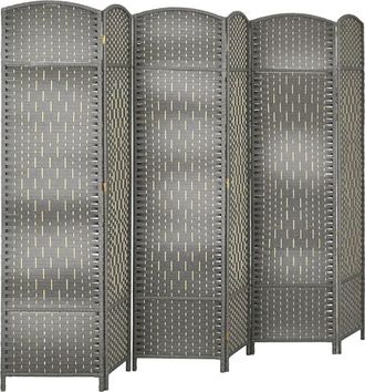 HOMCOM Paravent intérieur en Bois, 6 Panneaux, 270 x 180 cm, séparateur de pièce Pliable, pour Salon, Chambre à Coucher, Maison, Gris mélangé