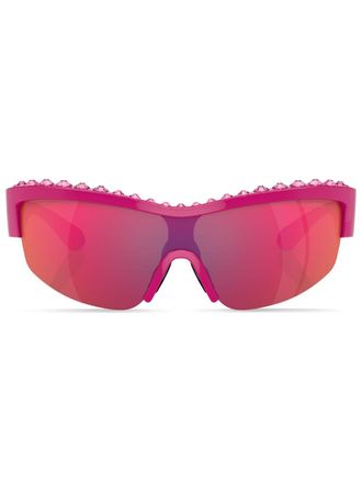 Swarovski lunettes de soleil &agrave; monture pilote orn&eacute;e de cristal - Rose