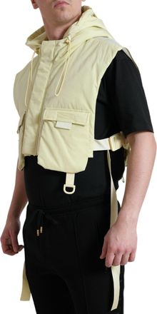 Dolce & Gabbana Mens Yellow Nylon Hooded Sportswear Vest Jacket Polyester Clothing